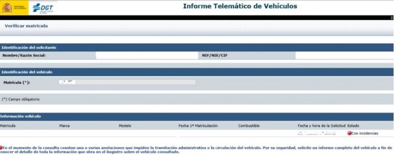 Informe de Vehículo Gratuito de la DGT | ITV